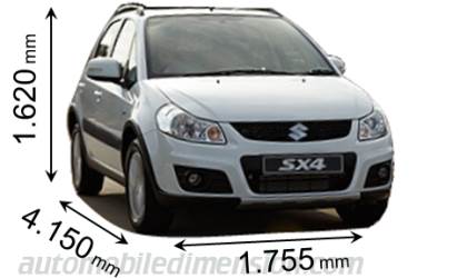 Dimensions of Suzuki cars showing length, width and height